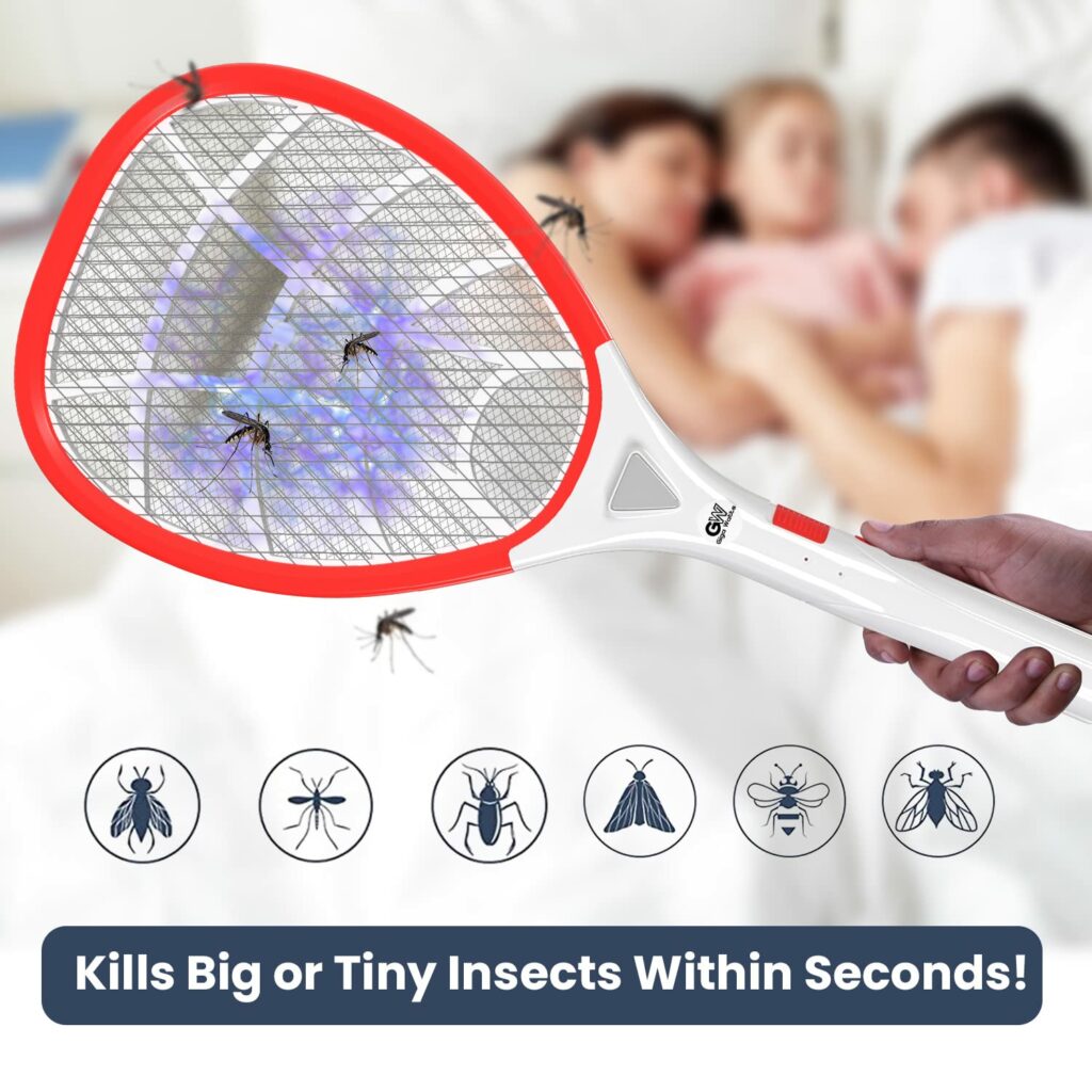 GIGAWATTS Mosquito Rechargeable Racket Insect Fly Swatter Bugs Trap Bat ...
