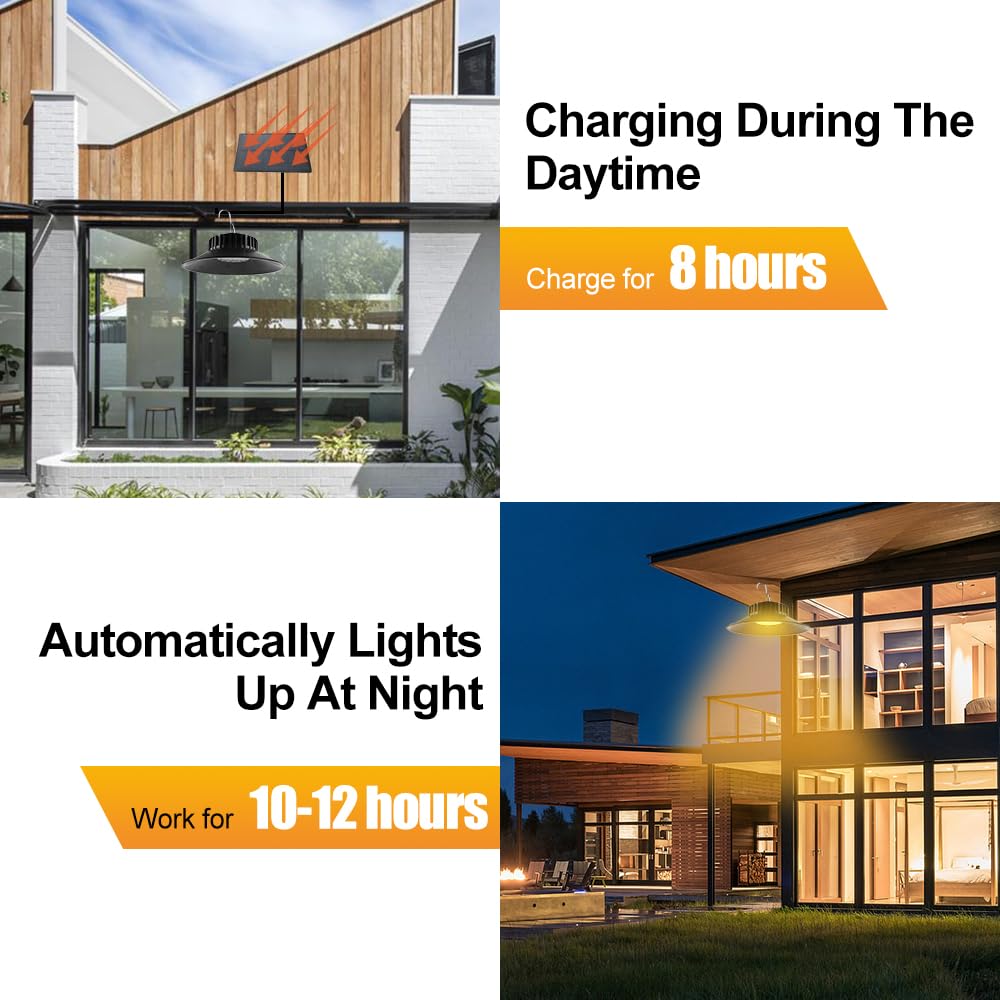 GIGAWATTS Solar-Powered LED Pendant Light with 3 Color Lighting