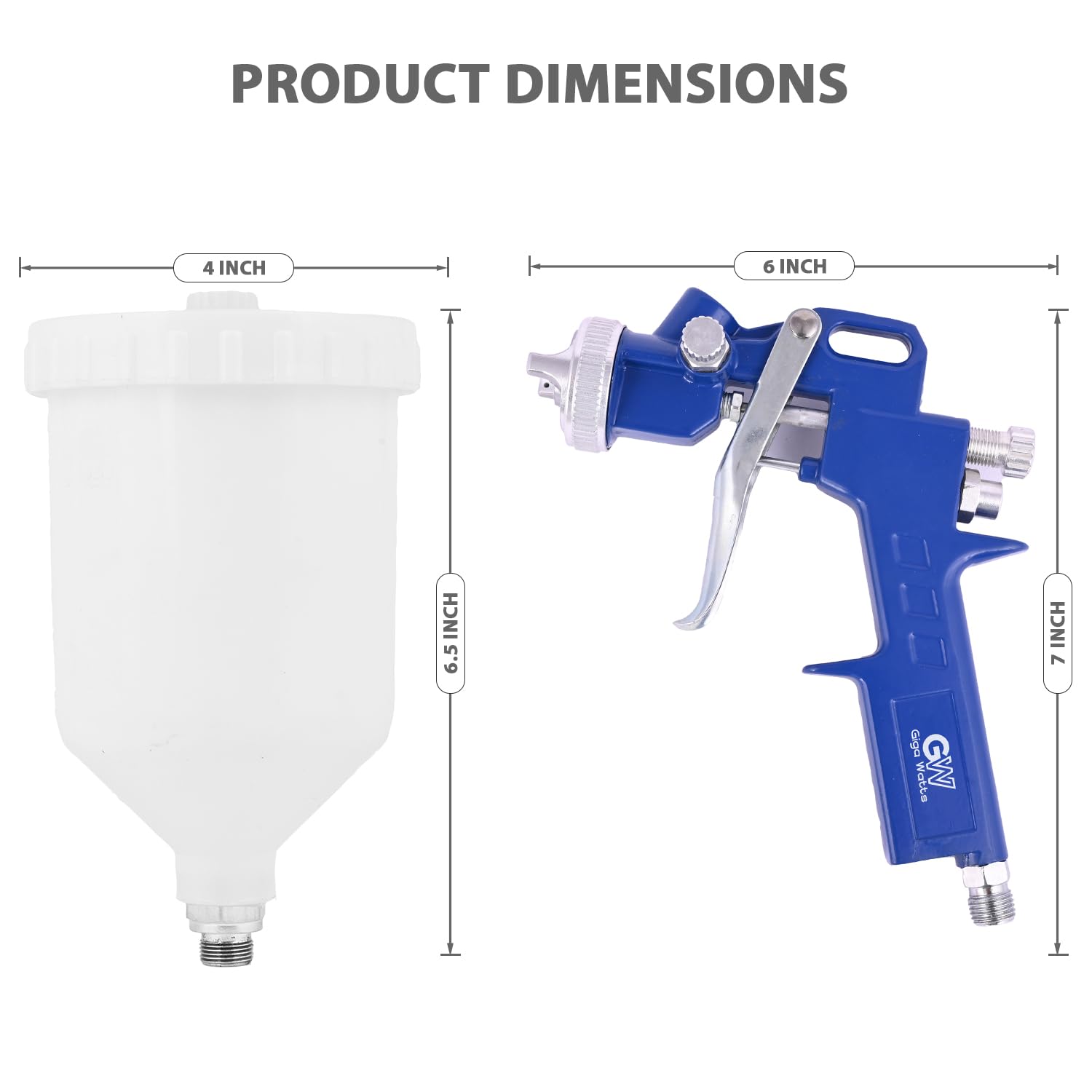 GIGAWATTS S990G Gravity Feed Paint Spray Gun 600CC Cup Highly Atomized ...