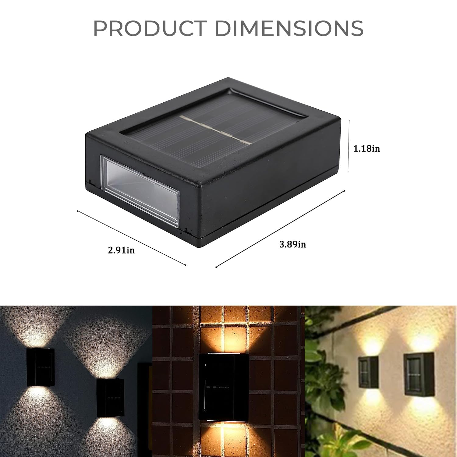 GIGAWATTS Solar Wall Light Exterior Porch Lights Fence Fixture Deck ...