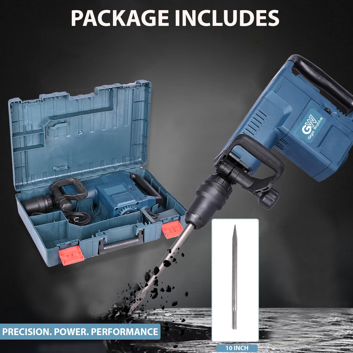GIGAWATTS Demolition Hammer Heavy Duty Concrete Breaker Ideal for ...