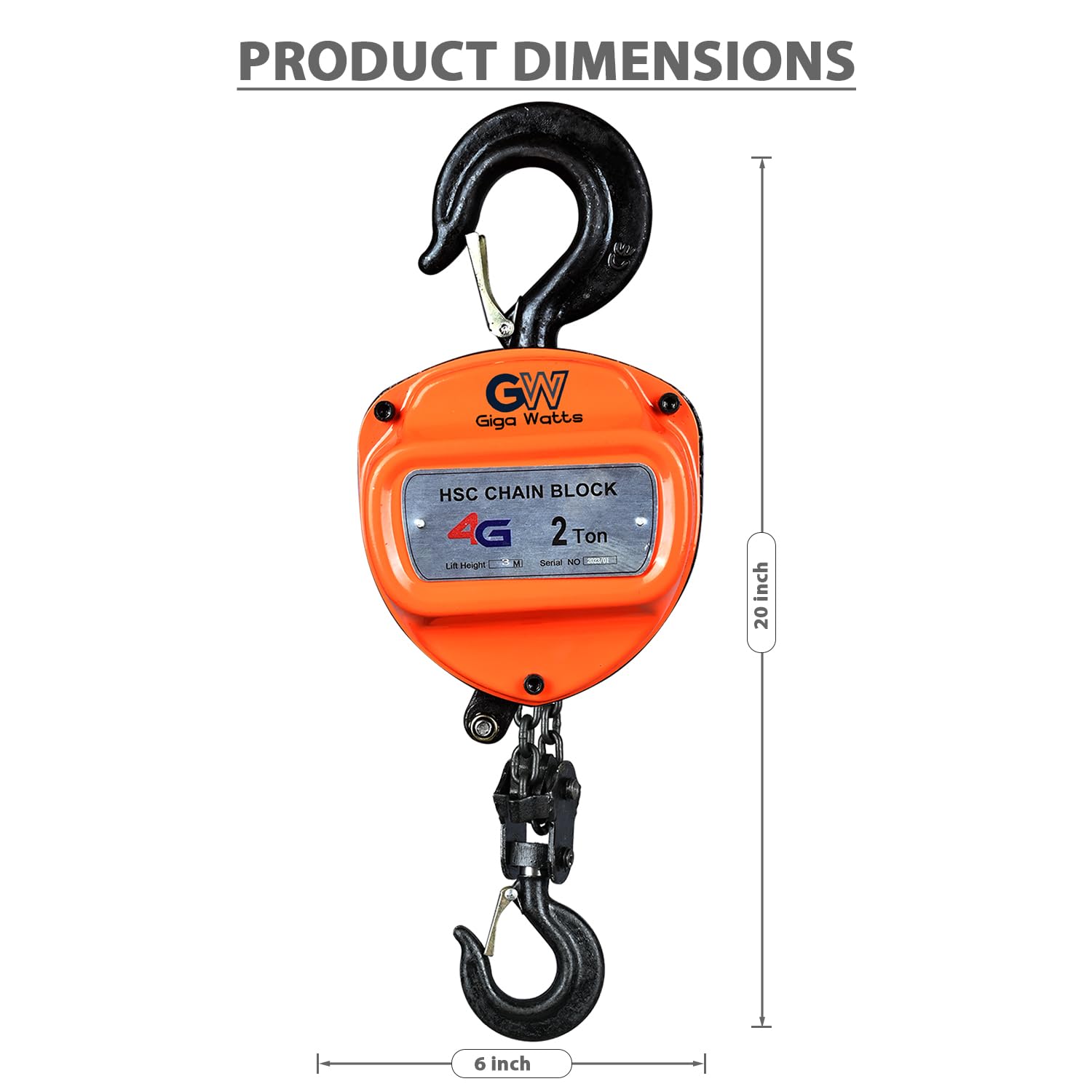 GIGAWATTS Hand Chain Pulley Block 2200 lbs /2 Ton Capacity Heavy Duty ...