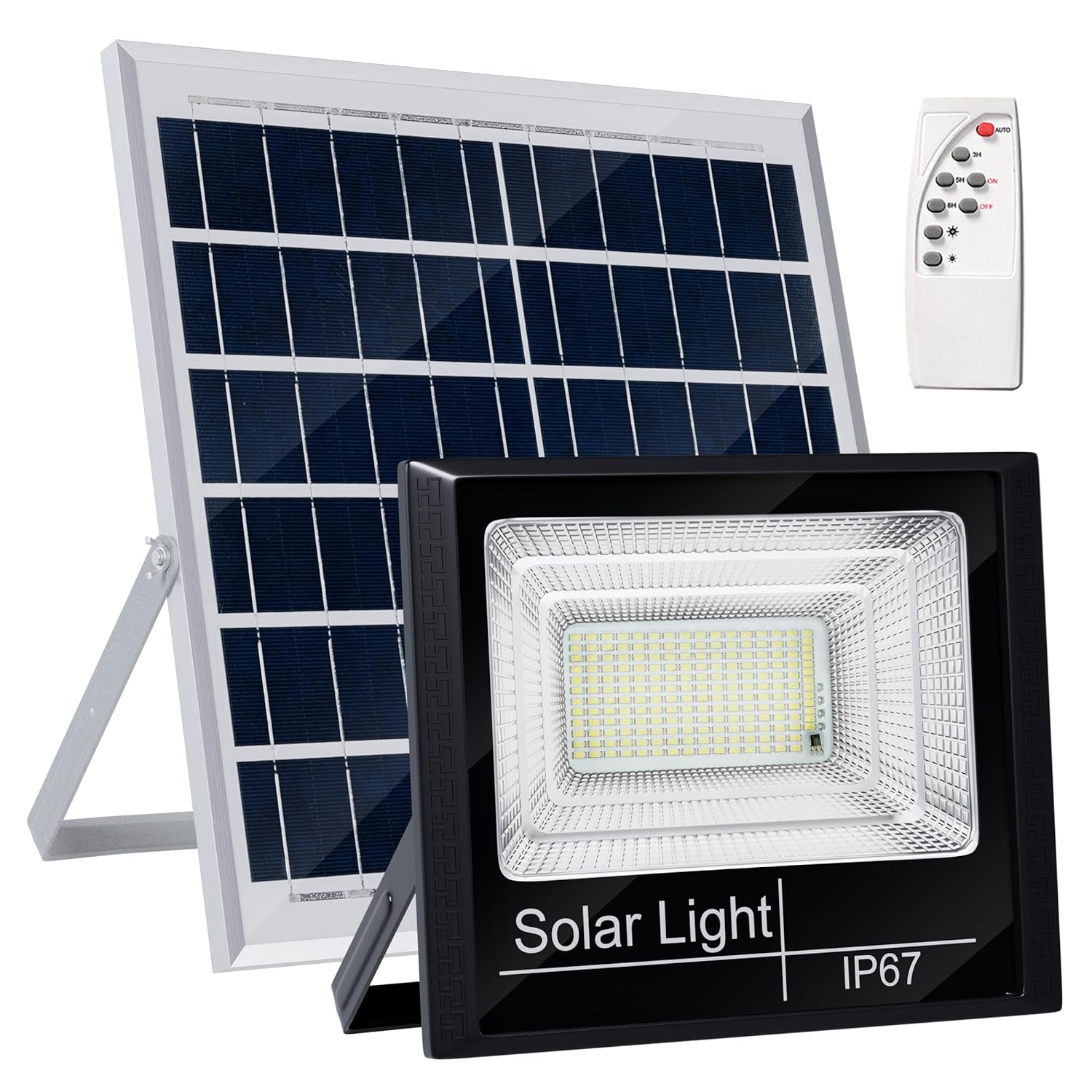 GIGAWATTS 600W LED Solar Flood Light with Panel & Remote Control for ...