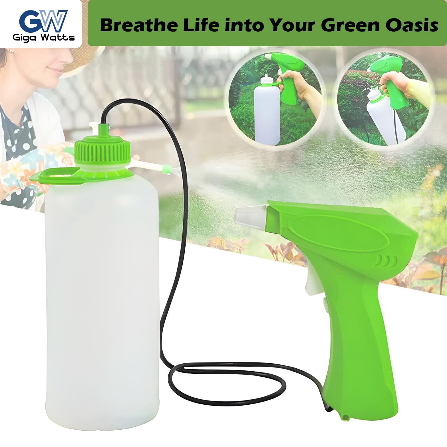 GIGAWATTS Handheld Cordless 1L Garden Water Spray Pump Battery Powered ...