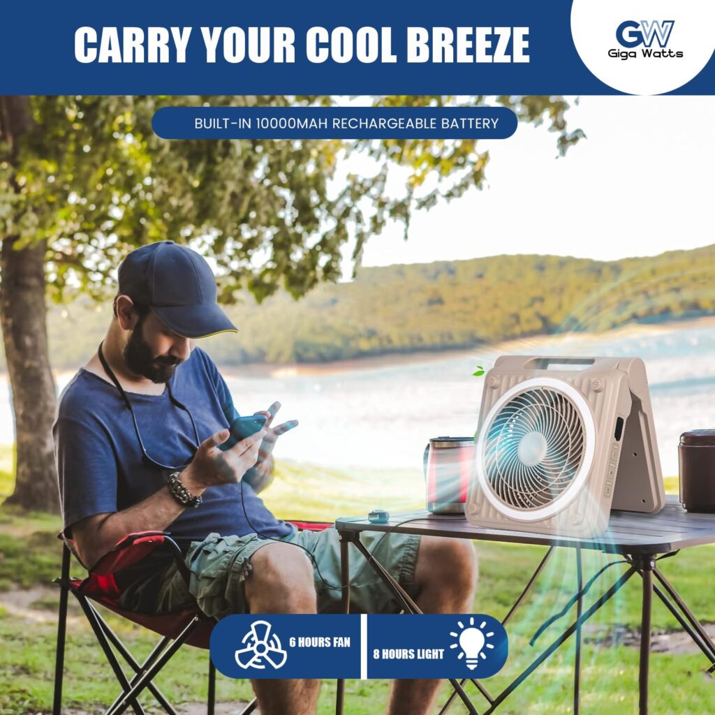 GigaWatts HGN1120 Portable LED Solar Fan with Panel 1000 mAh ...