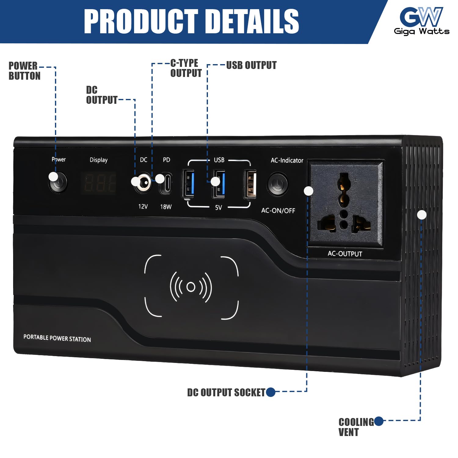 GIGAWATTS FCP200X 200 W Portable Power Station 130Wh Lithium-ion ...