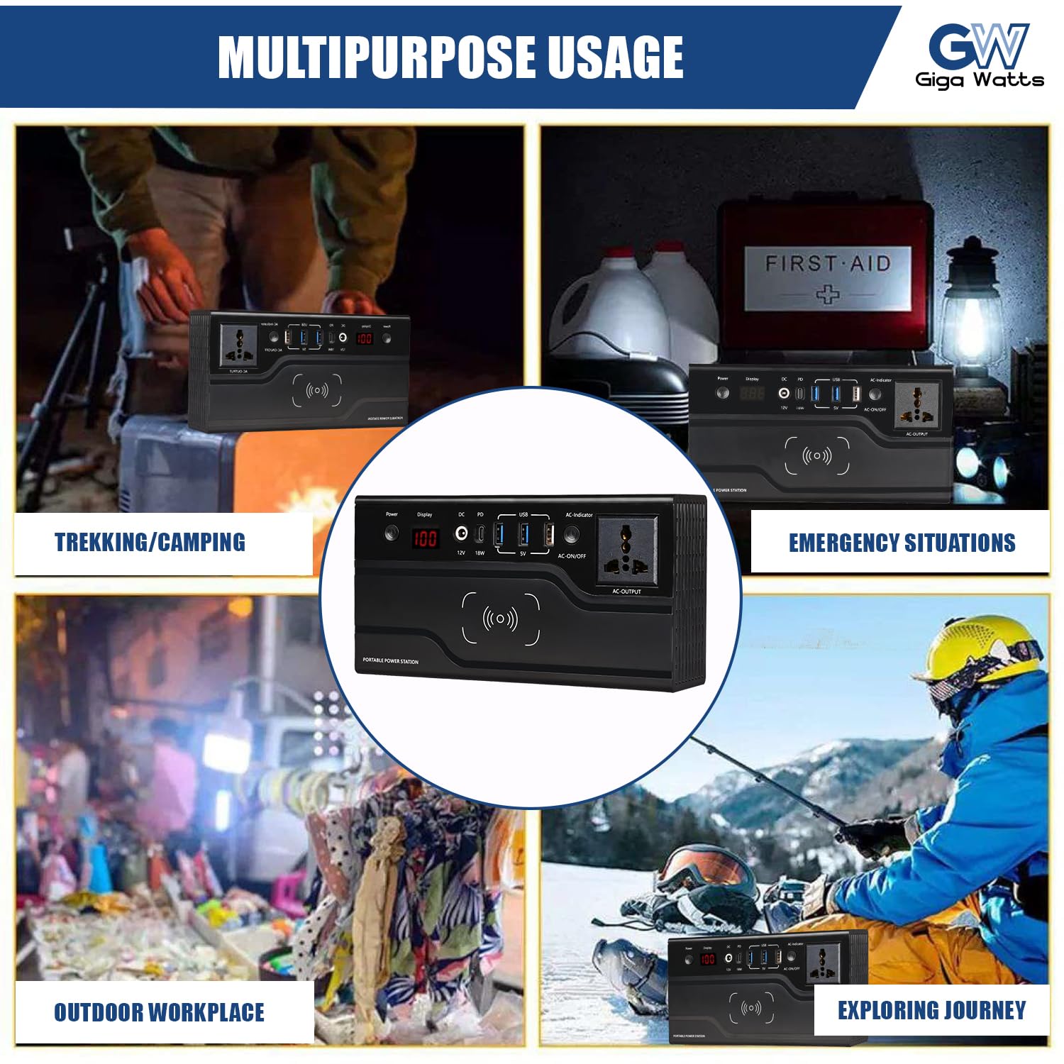 GIGAWATTS FCP200X 200 W Portable Power Station 130Wh Lithium-ion ...