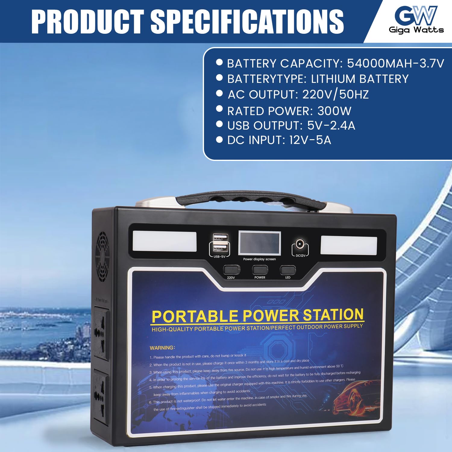 GigaWatts FAP300X 400W Portable Power Station 216Wh Lithium-ion Battery ...