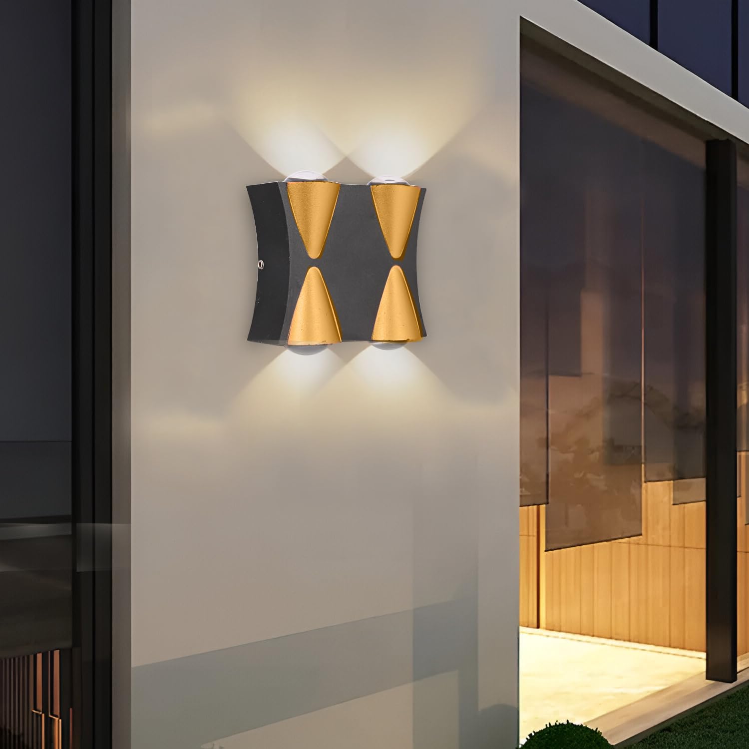 GIGAWATTS 4W Wall Light Gold Finish 2 Way Up and Down Step Lamp Fixture ...