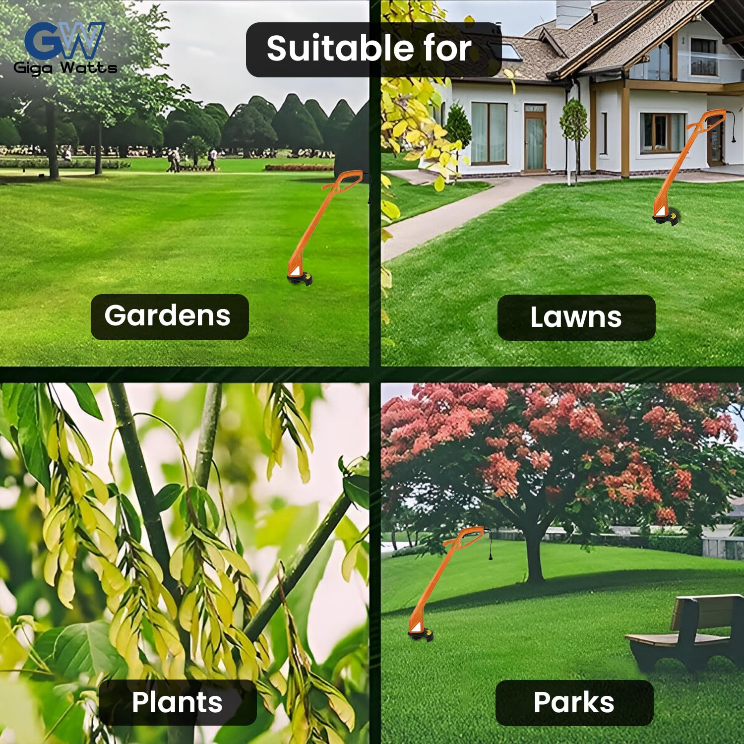 GIGAWATTS 400W Corded Grass Trimmer 22cm Cutting Diameter Portable ...