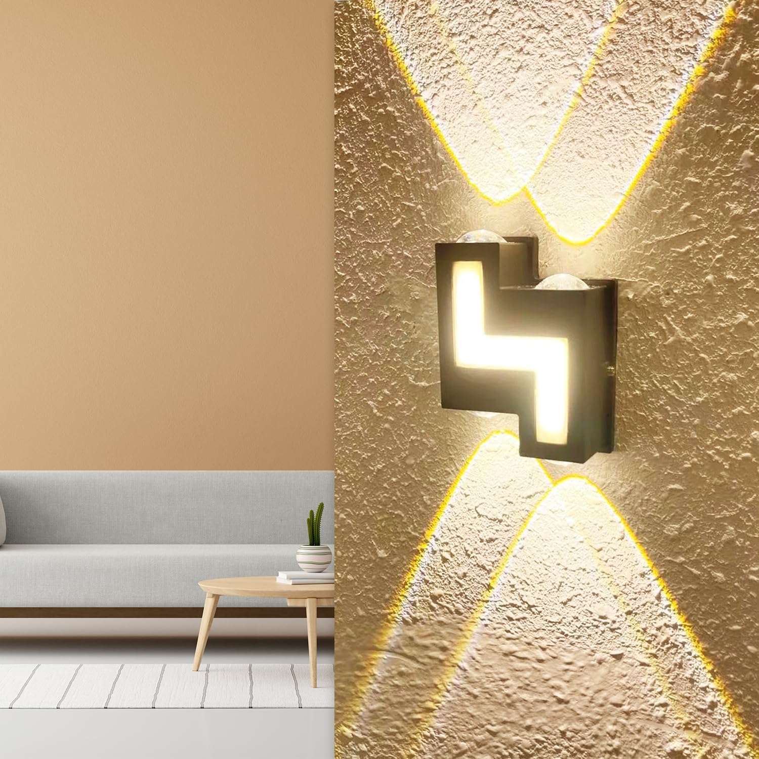GIGAWATTS 7W Z-Shaped Wall Light 3 Way BIS Approved IP65 Waterproof LED ...
