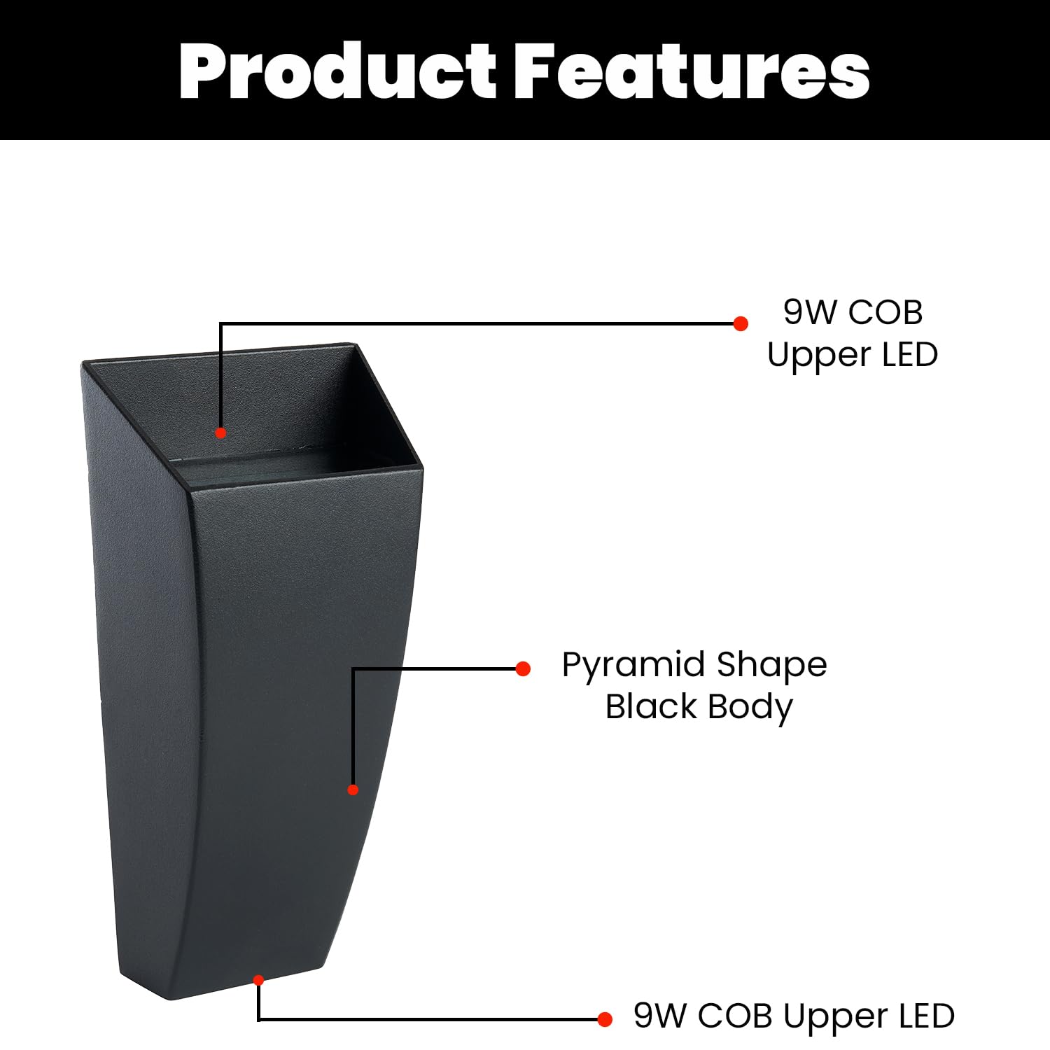 GIGAWATTS 9W Pyramid Wall Light 2 Way BIS Approved 110LM COB LED ...