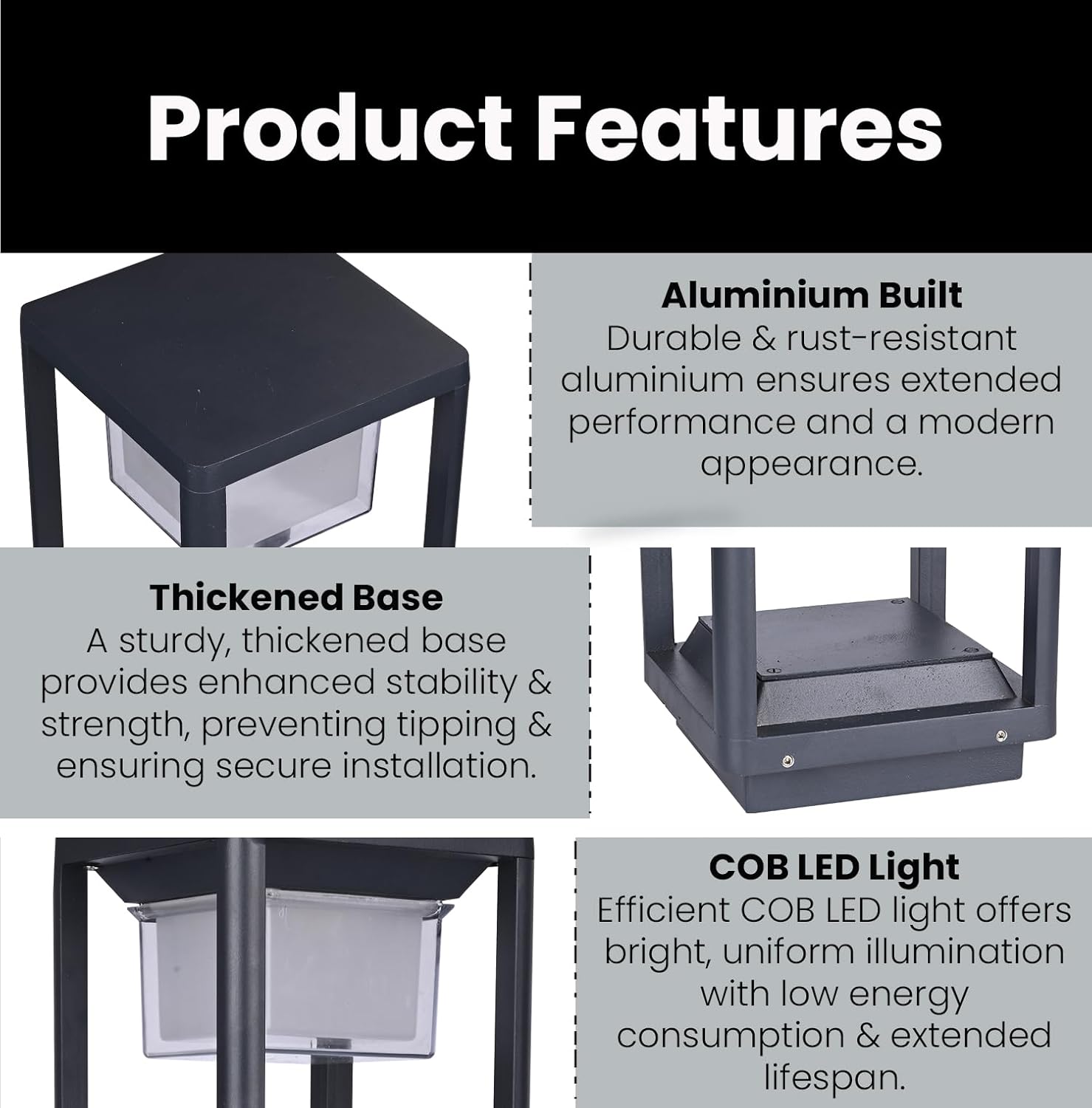GIGAWATTS G05 0002 12W LED Gate Light 24" Waterproof Pillar Lamp ...