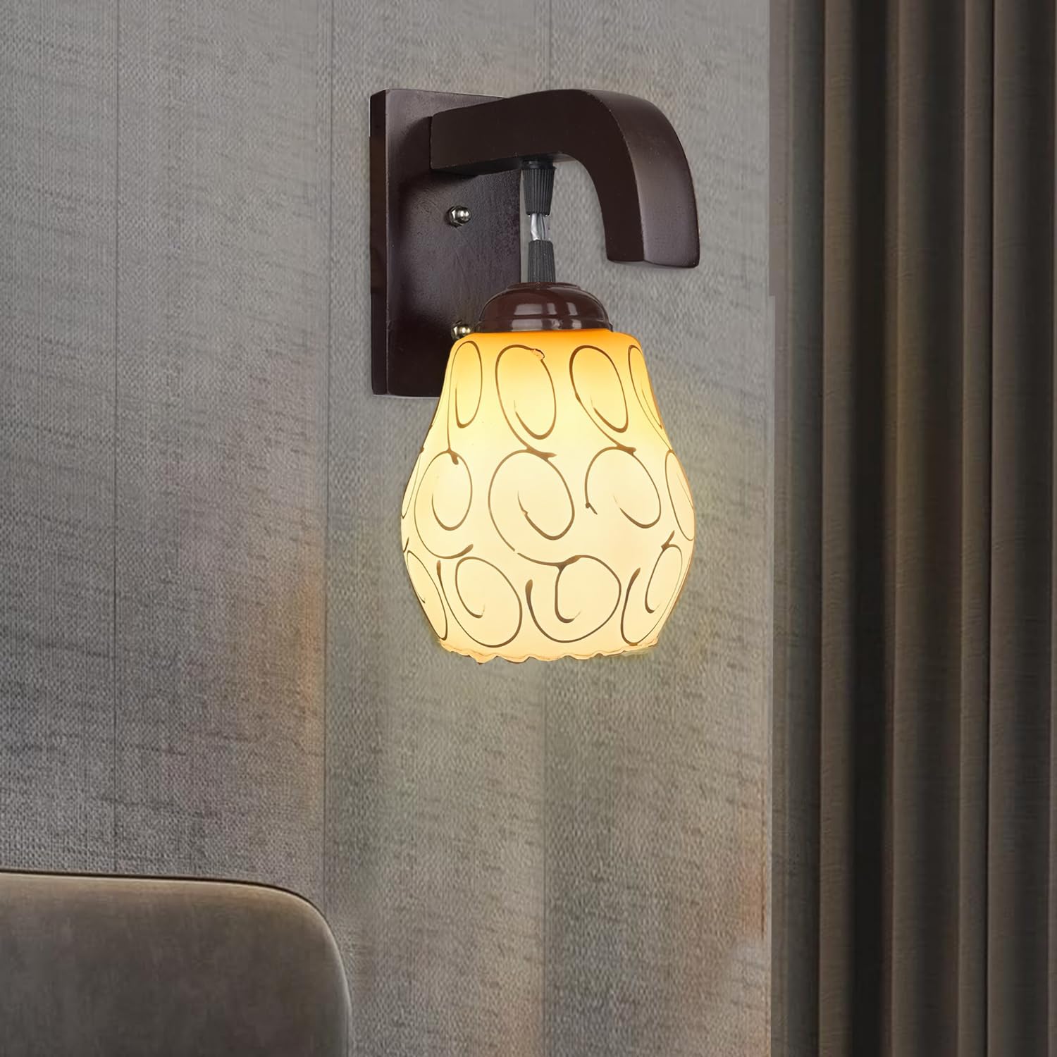 GIGAWATTS Curved Shape Wall Lamp Designer Frosted Glass Decor Down ...