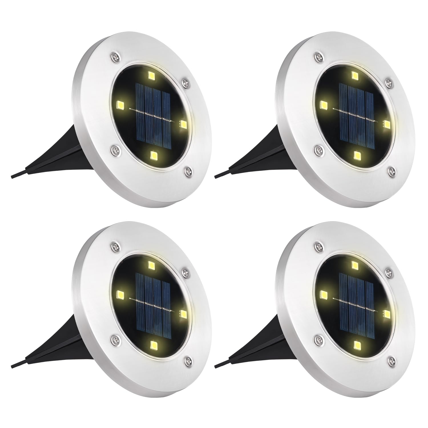 GIGALUMI 4 LED Solar Ground Light Water-Resistant Pathway Lights with ...